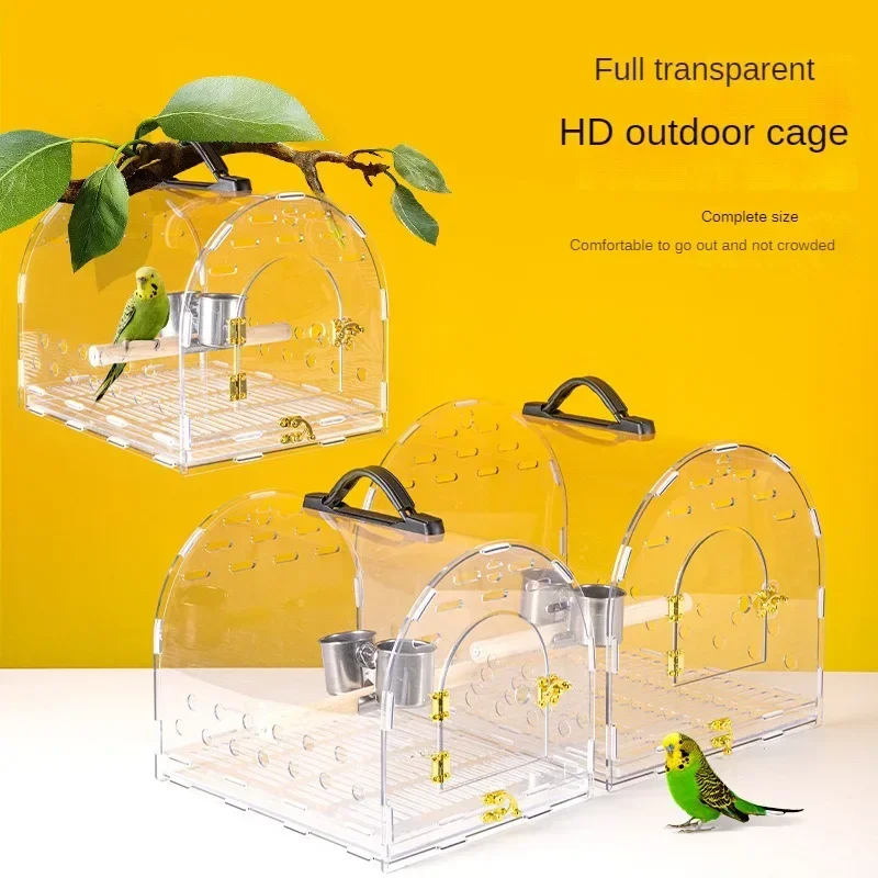 Transparent Parrot Cage Portable Bird Carrier for Tiger Skin Xuan Feng ...