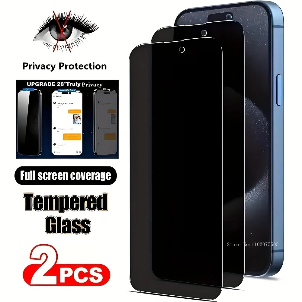2Pcs Anti-Spy Protective Film for IPhone 16 17 Promax 16E 12 11 Pro 15 ...