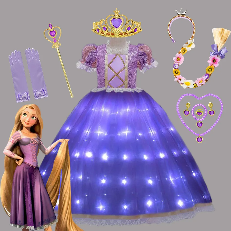 Disney conto de fadas fantasia princesa rapunzel vestido para meninas ...