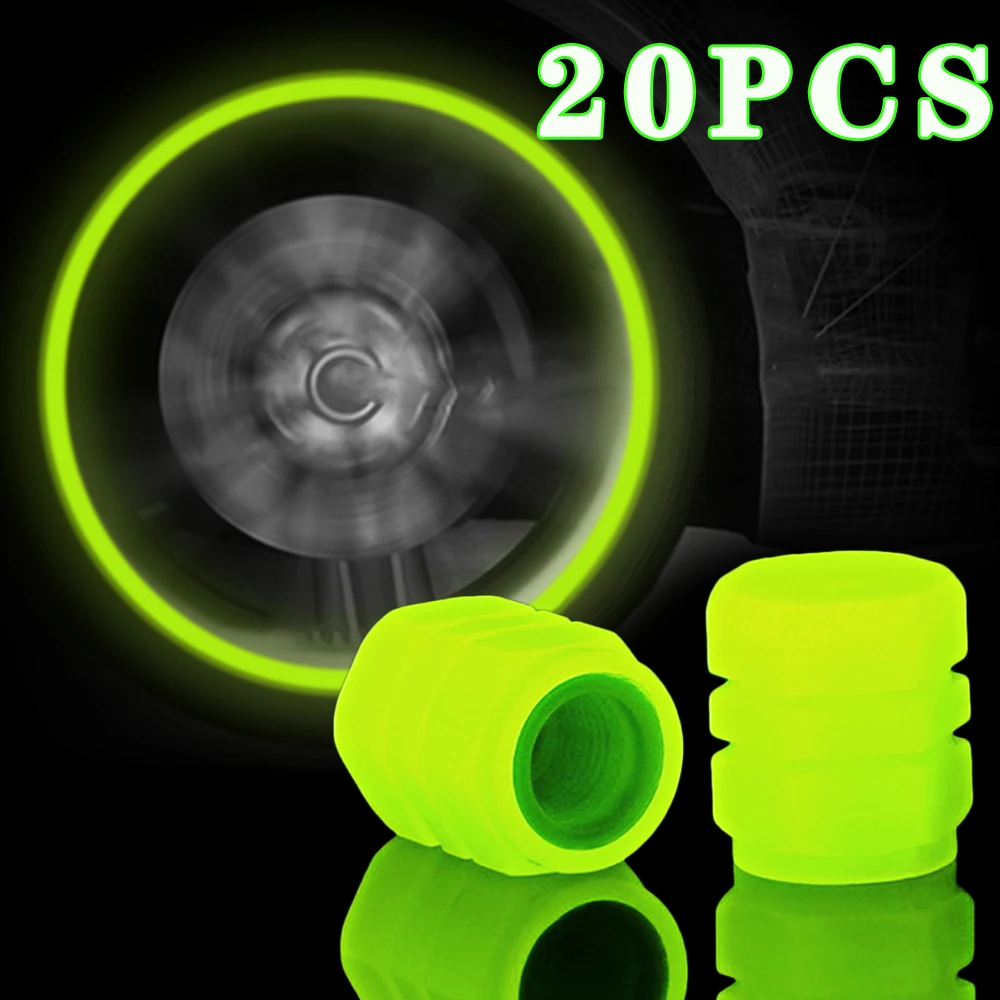 Glow-Valve-Cap-Yellow-Green-Luminous-Tire-Valve-Cap-Car-Motorcycle-Bike ...