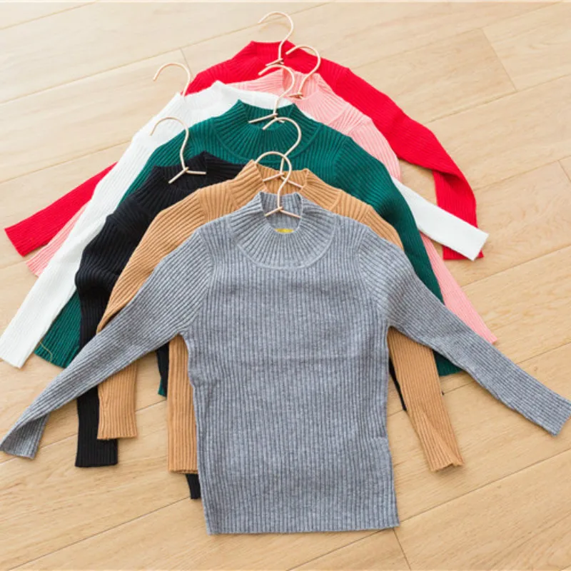 High-Neck-Kids-Ribbed-Turtleneck-Sweater-Knitted-Tops-Boys-Girls ...