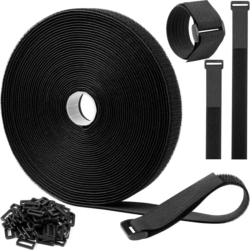 5Meter Hook and Loop Straps with 20 Buckles Adjustable Reusable Cable ...