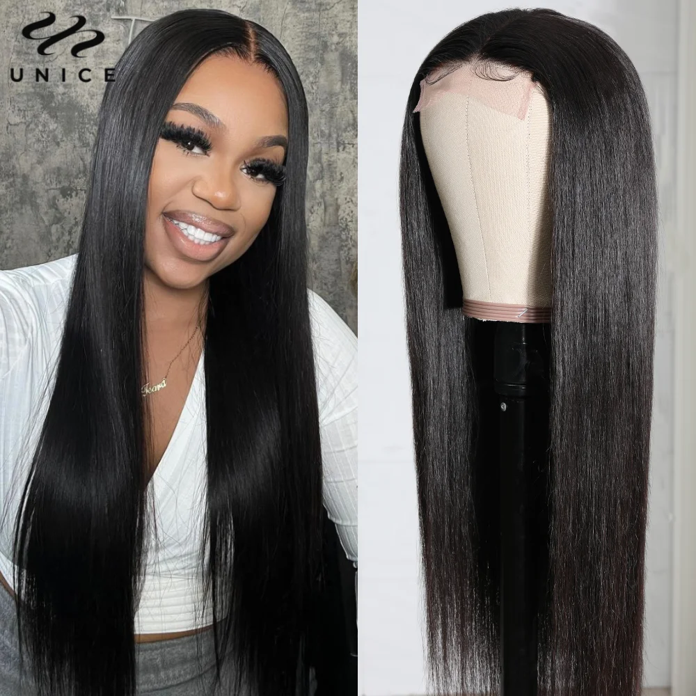 Middle-Part-Lace-Wig-Straight-Human-Hair-Wigs-4x1-T-Part-Lace-Closure ...