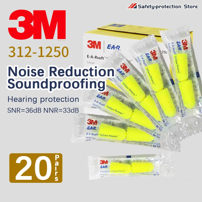 3M Genuine 312-1250 Foam soft earplugs Noise-canceling earplugs Noise ...