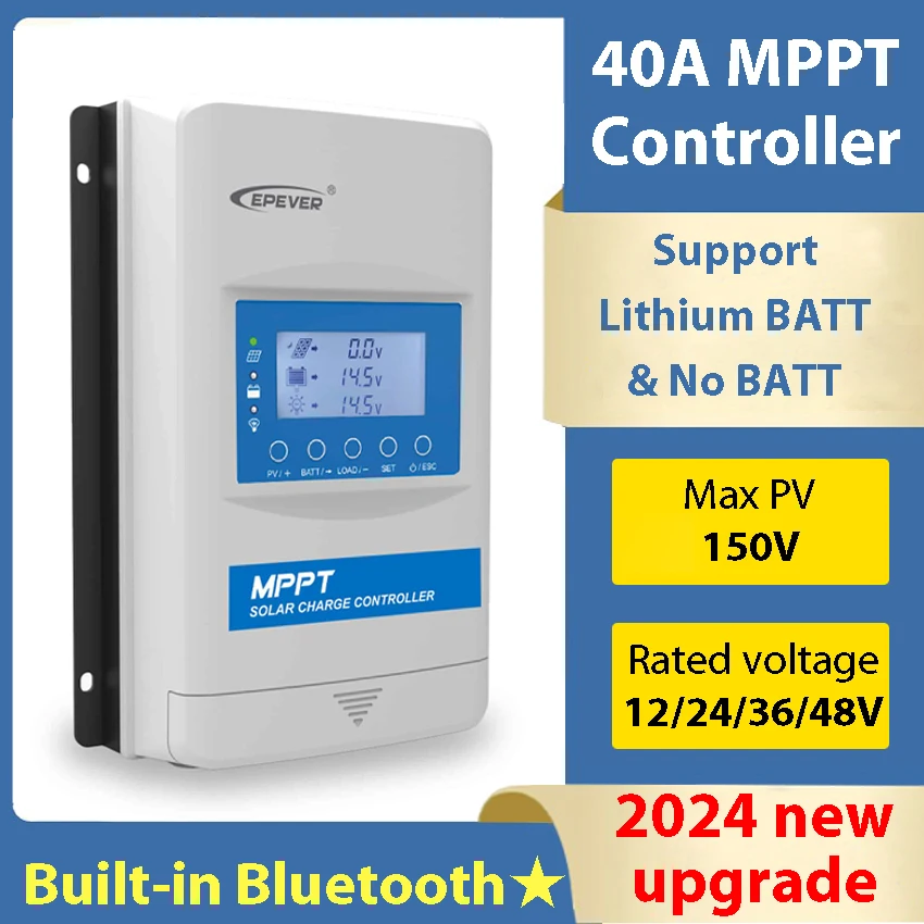 40A EPEVER MPPT Solar Charge Controller Built In Bluetooth XTRA4415N G3 BLE Regulator Support 12 ...