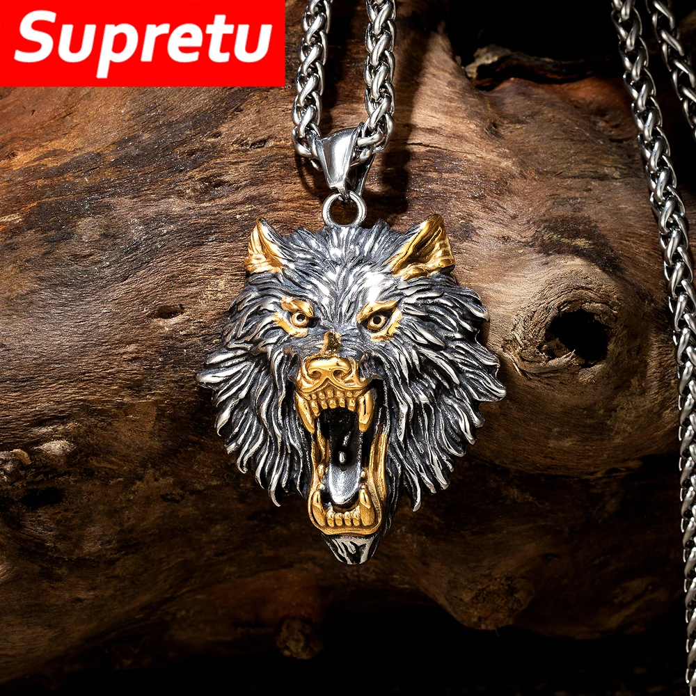 Collares-de-cabeza-de-Lobo-vikingos-Punk-de-acero-inoxidable-amuleto ...