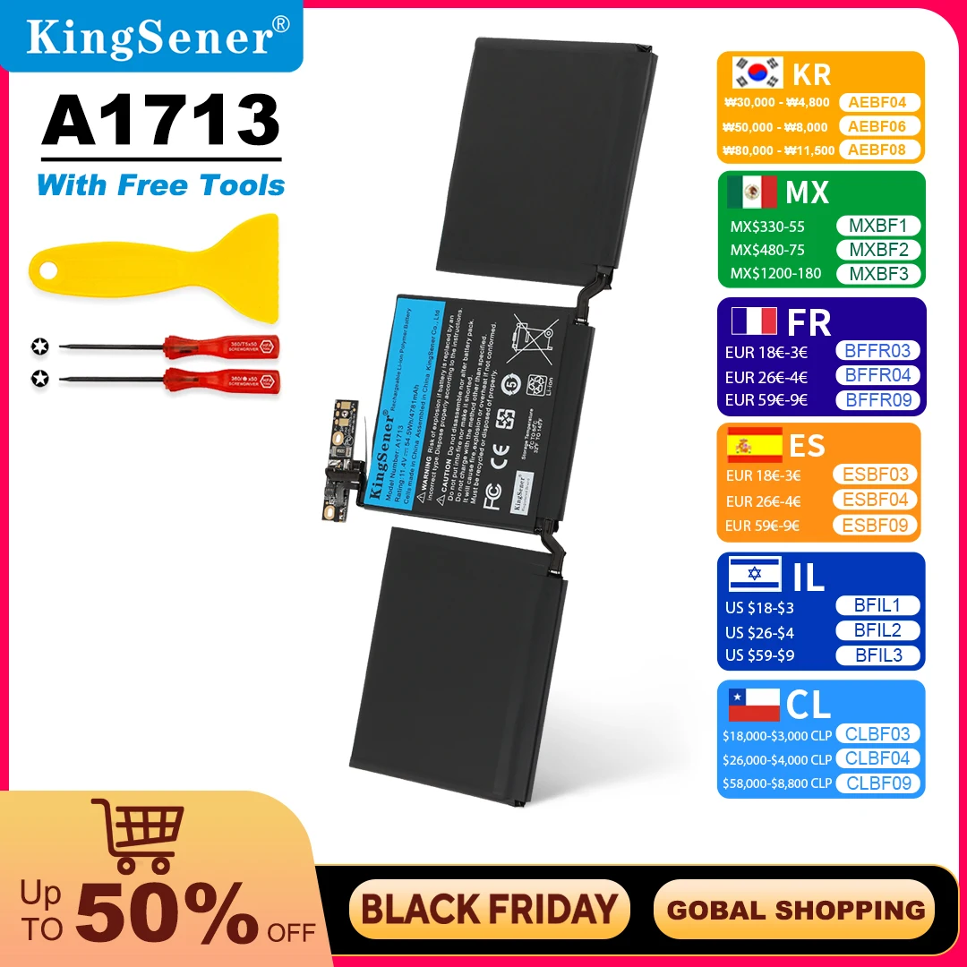 KingSener A1713 Laptop Battery for Apple MacBook Pro 13 (NB50TZ) – Real ...