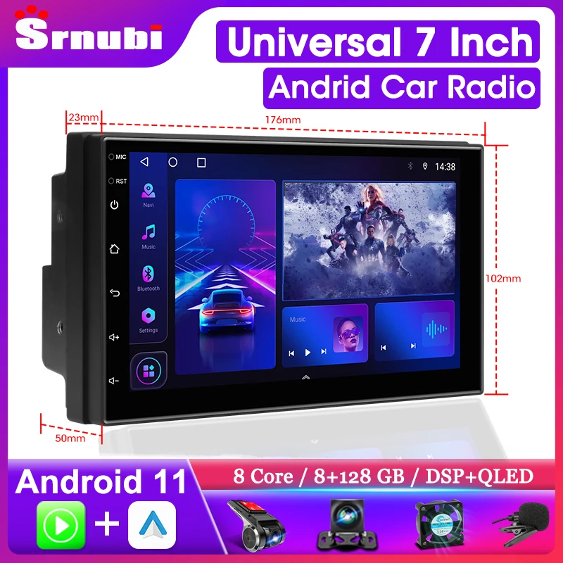 Srnubi Android 11 Universal 7" Car Radio For Vw Nissan Hyundai Toyota Cr-v Kia Multimedia Player ...