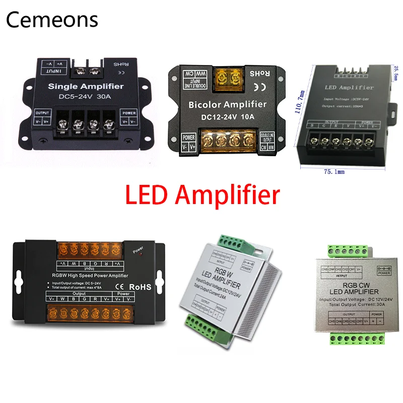LED-Amplifier-Repeater-Controller-DC-5V-12V-24V-for-Single-Color-RGB ...