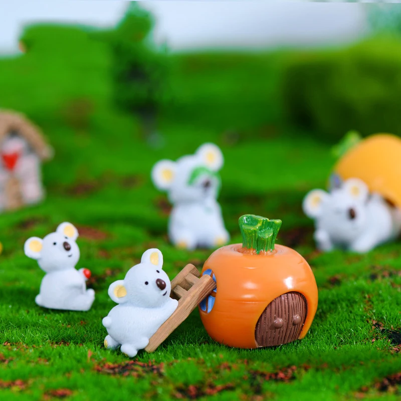 Cute Koala Miniature Figurines Resin Cartoon Koala Bear Micro Landscape ...