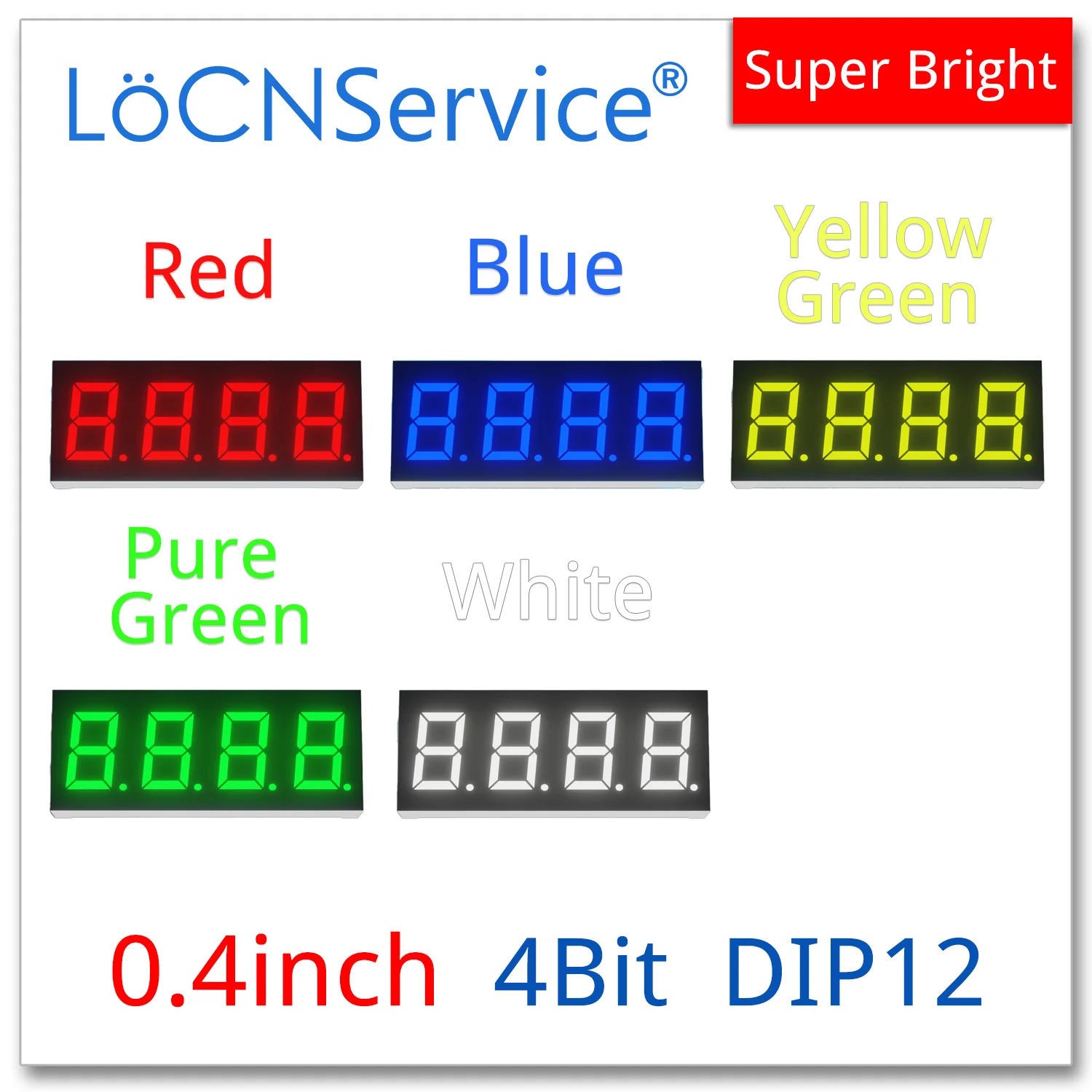 LoCNService-30PCS-0-4Inch-Digital-Tube-LED-Display-4-Bit-Red-Yellow ...