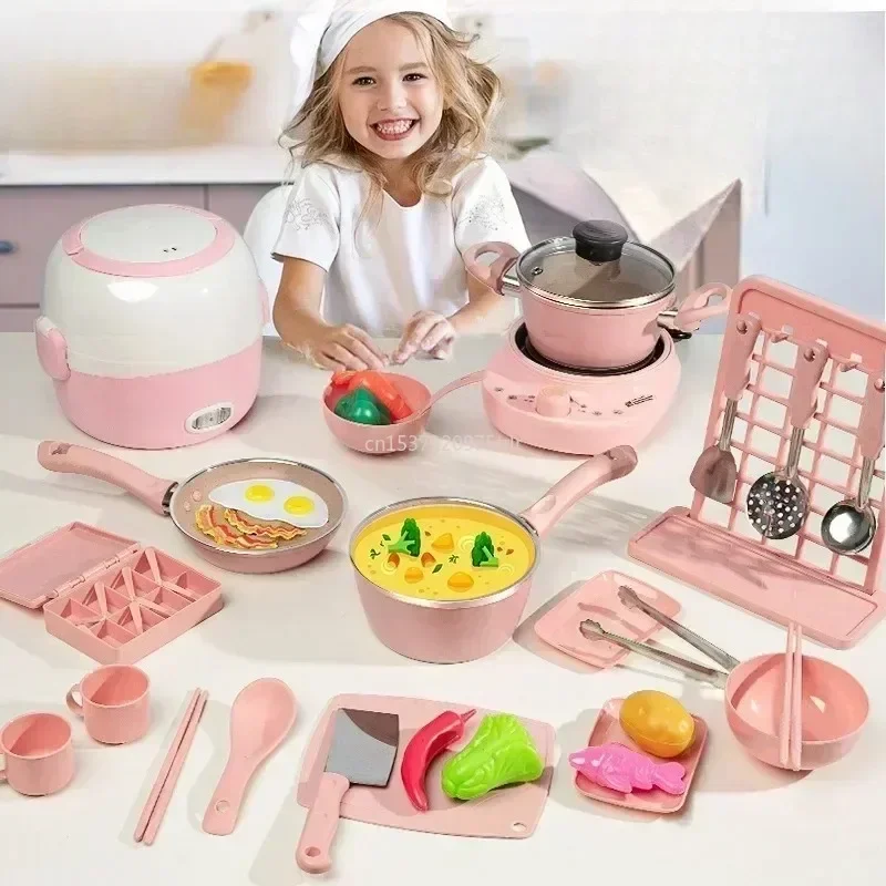 Children's Play Kitchens 22Pcs Kids Real Cooking Mini Kitchen Toy Set ...