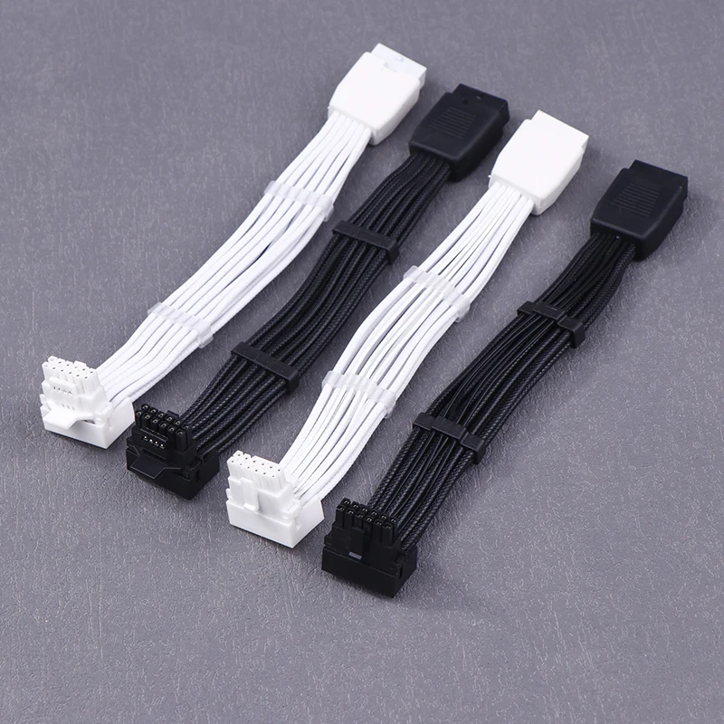 1pc Right angle ATX 3.0 Pcie 5.0 12VHPWR Male to Male Sleeved Modular ...