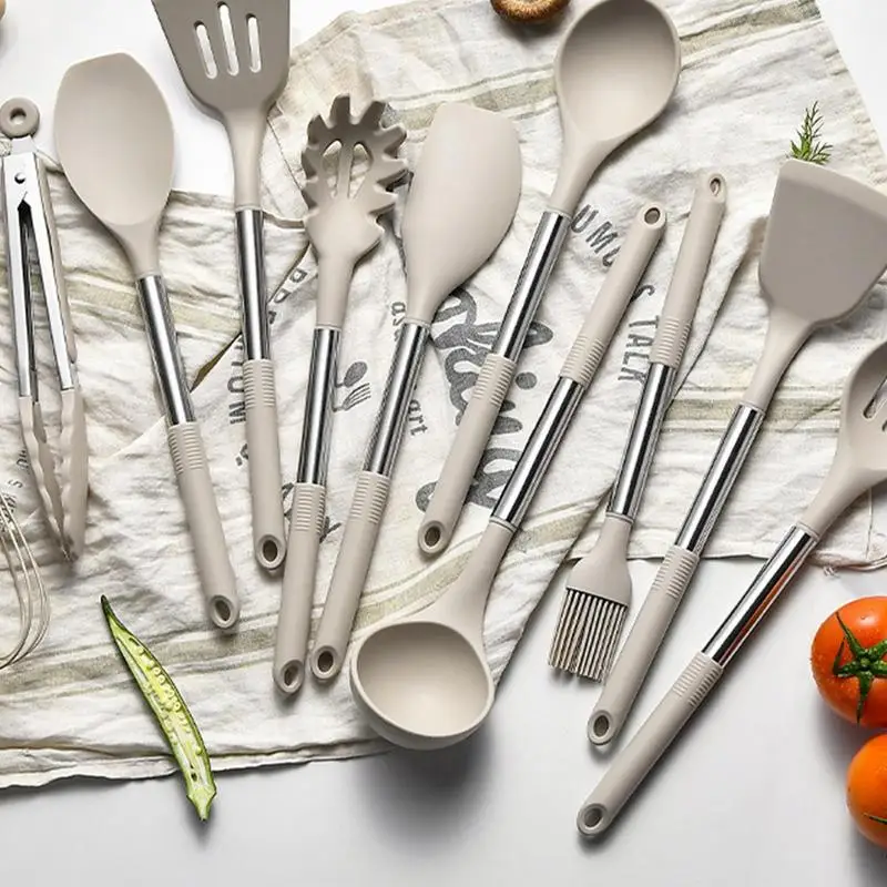 12-PCS-Set-Kitchen-Utensils-Nonstick-Kitchenware-Silicone-And-Stainless ...