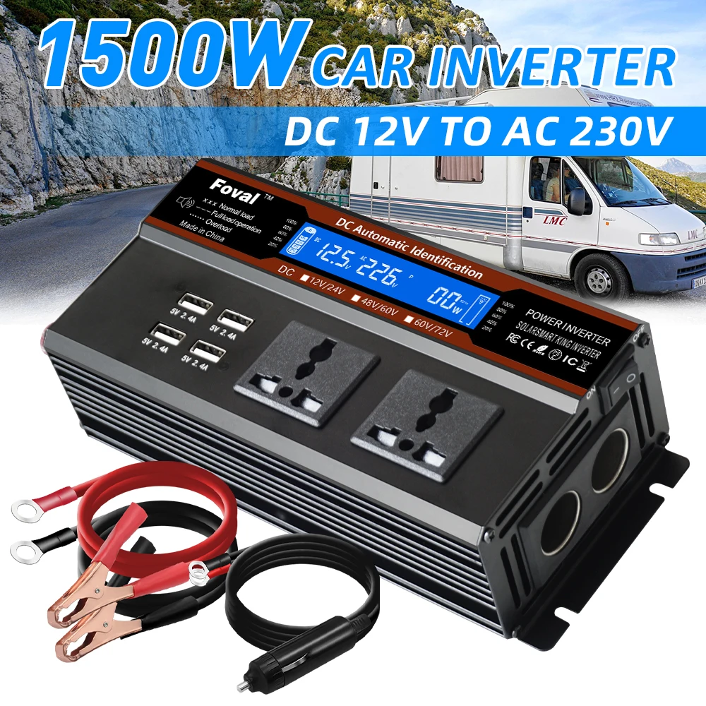 Dual Voltage 1500W/2000W/3000W Power Inverter Modified Sine Wave LCD ...