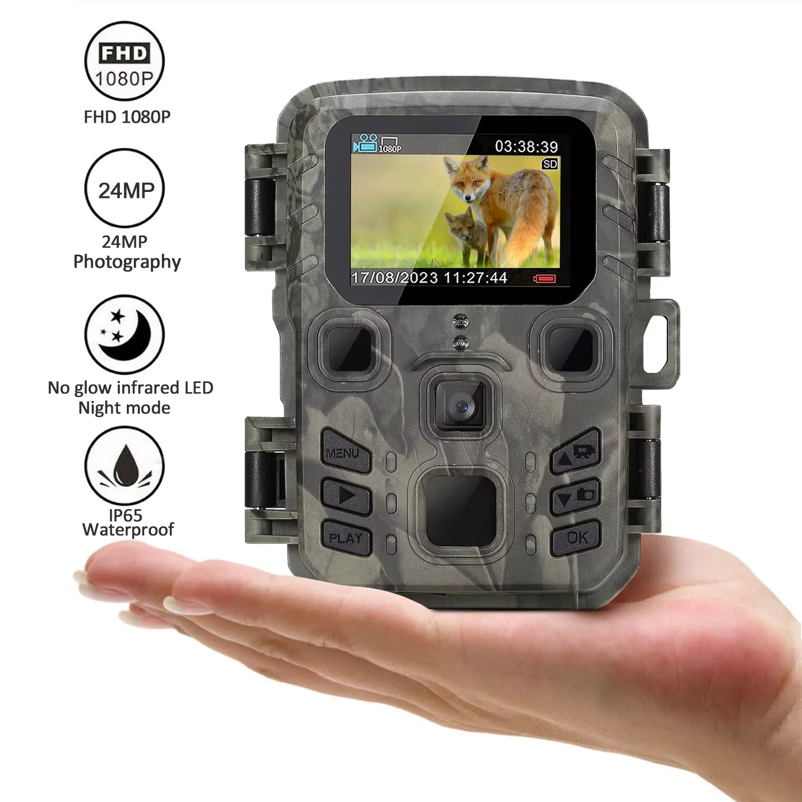 Hunting Trail Camera 24MP 1080P Outdoor Wildlife Cameras Surveillance ...