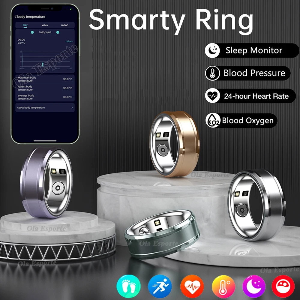 Fashion-Health-Smart-Ring-Heart-Rate-Blood-Oxygen-Body-Temperature ...