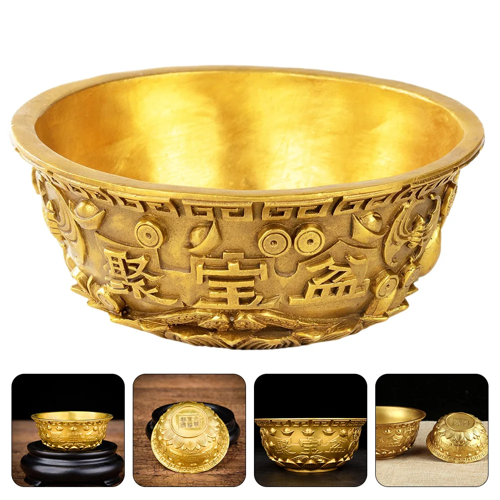 Bowl-Offering-Basin-Water-Treasure-Feng-Shui-Fruit-Altar-Golden-Brass ...
