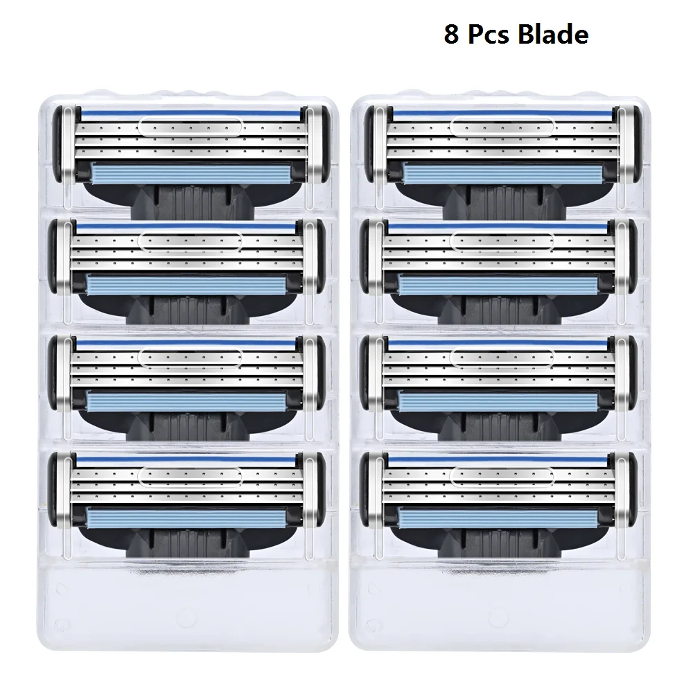 8 PCS/ Men Razor Blade Replacement Heads Stainless Steel Shaving ...