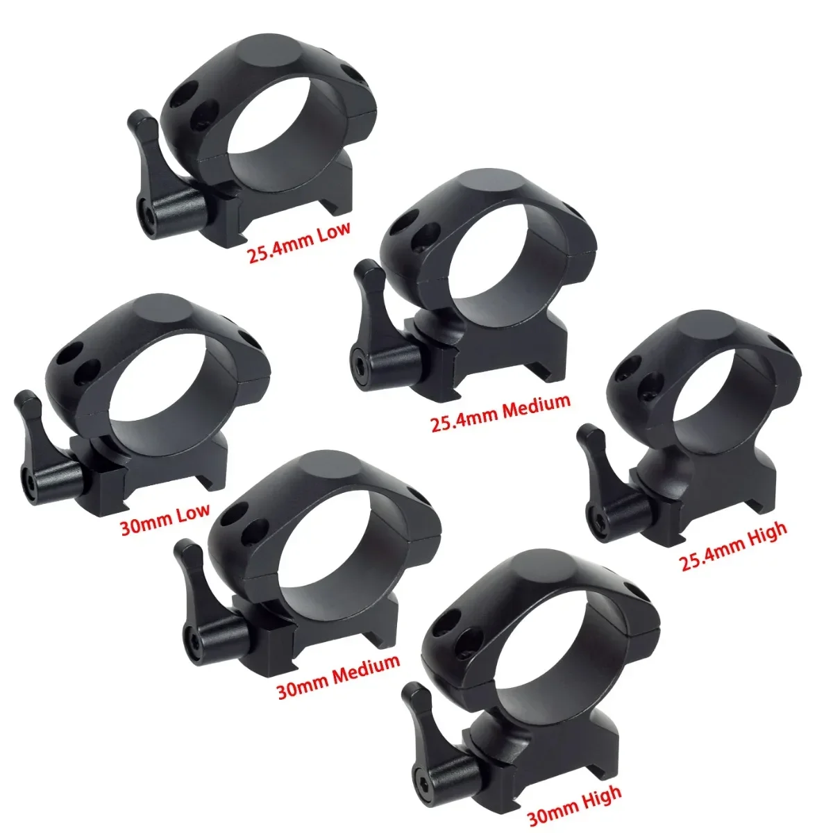 2Pcs /Set Steel Scope 25.4mm 30mm Rings Quick Release Low Medium High ...