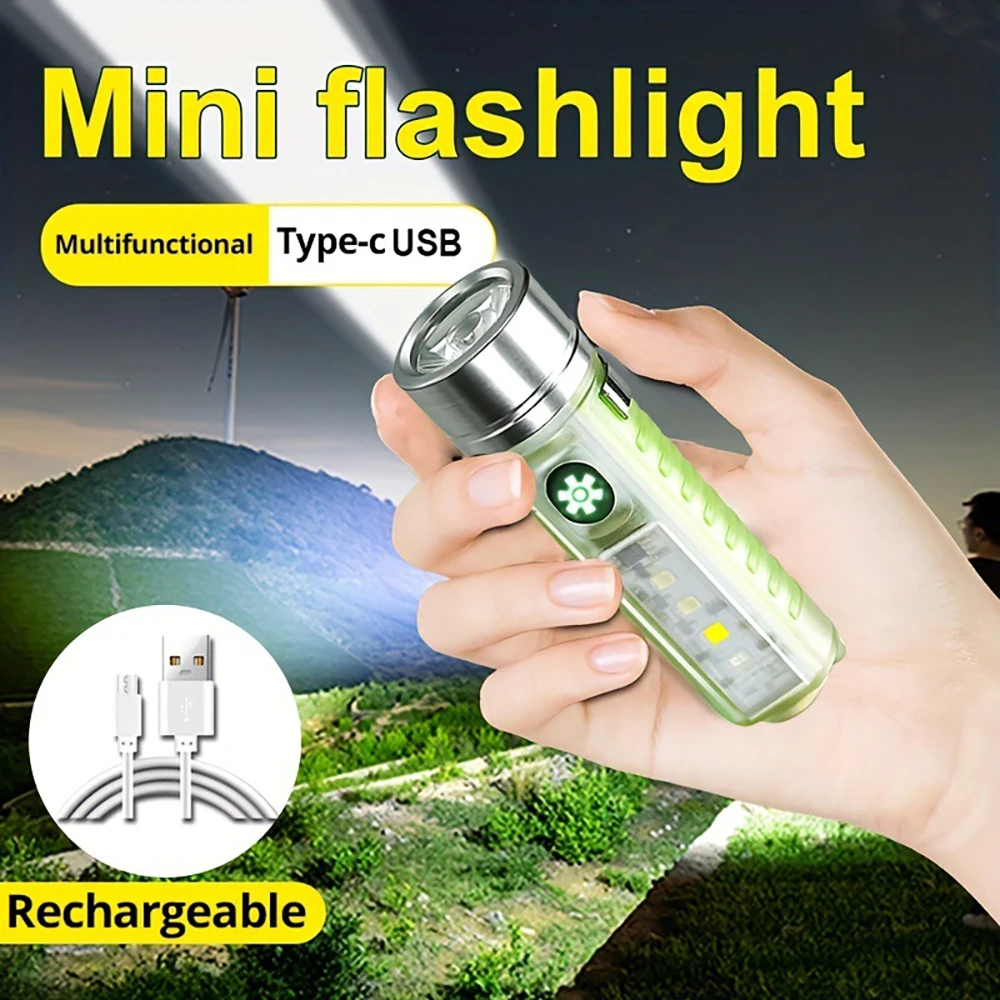 Mini-Rechargeable-LED-Flashlight-with-UV-White-Red-Sidelight-and-Tail ...