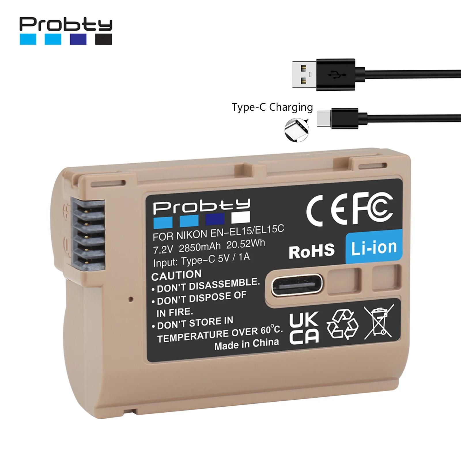 2850mAh EN-EL15C EN-EL15 Battery for Nikon Z5 Z6 Z7 D850 D780 D750 D810 ...