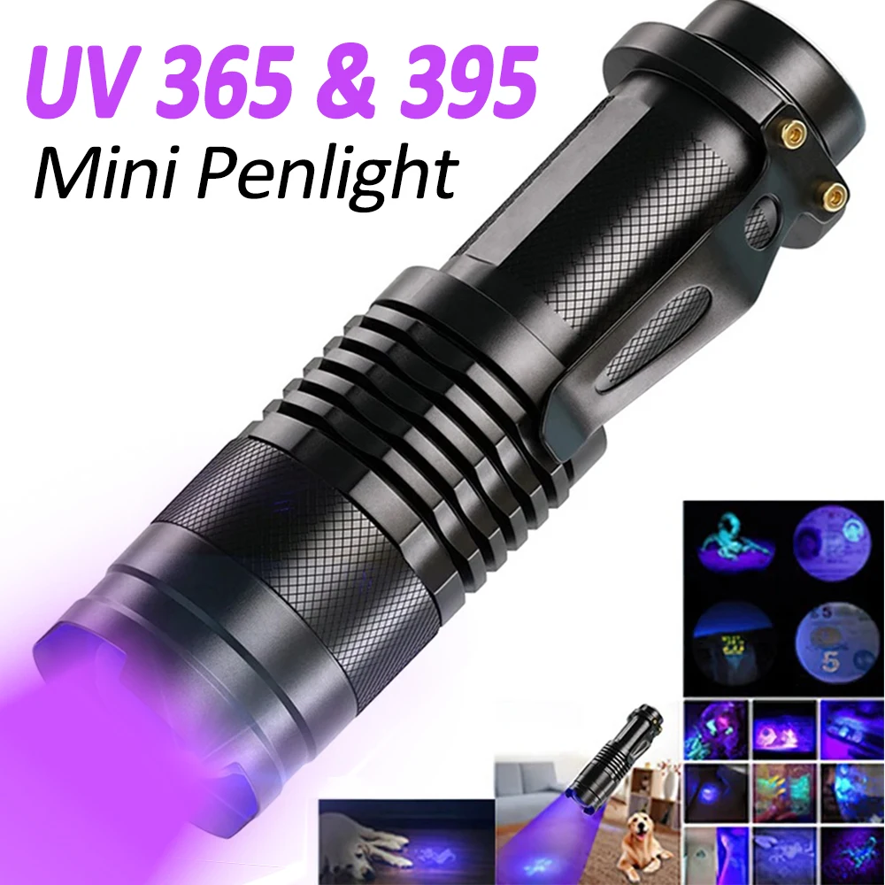 365/395nm Uv Flashlight Zoomable Mini Led Ultraviolet Torch 3 Modes Pet Urine Stain Detector ...