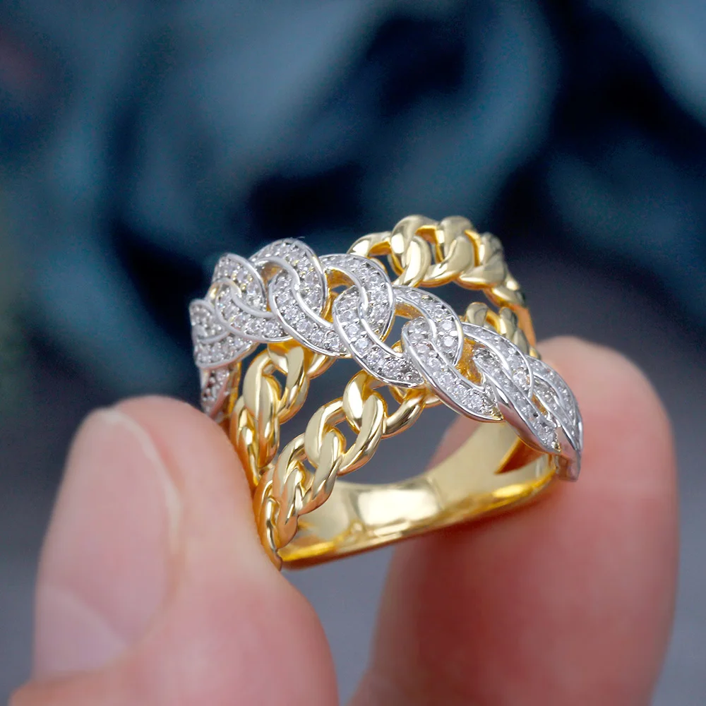 Luxury Big multi layered Rings With Cubic Zircon Stone Ferrero chain ...