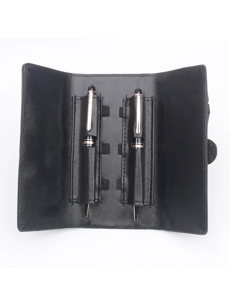 Trousse à stylo,MB-poudres de stylo en cuir PU noir pour stylo à bille ...