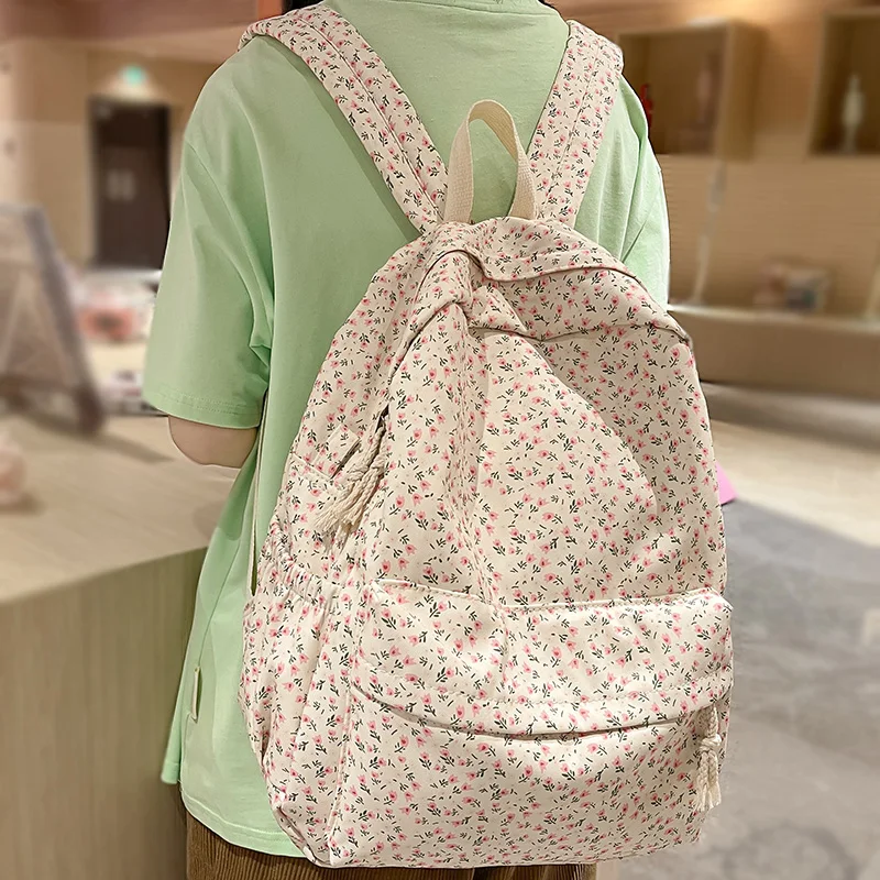 Female School Bags Girl Nylon Backpacks Floral | Cute Laptop Backpacks ...