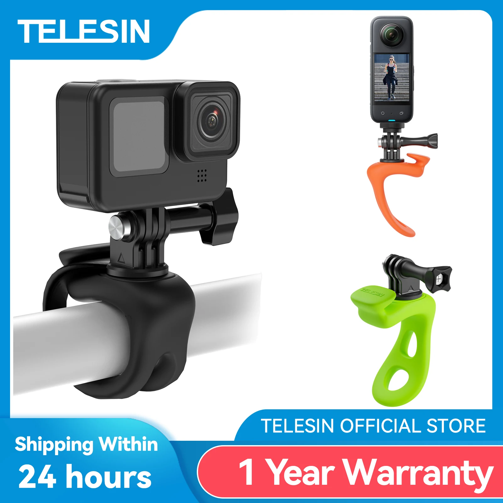 TELESIN-Action-Camera-Mount-Silicone-Adjustable-Mini-Flexible-Bracket ...