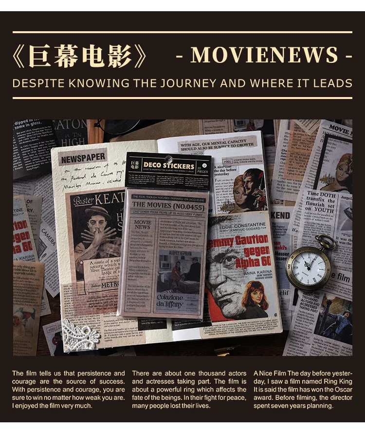 20 sheets Vintage Newsstand Series Decorative Stickers Movie newspaper ...
