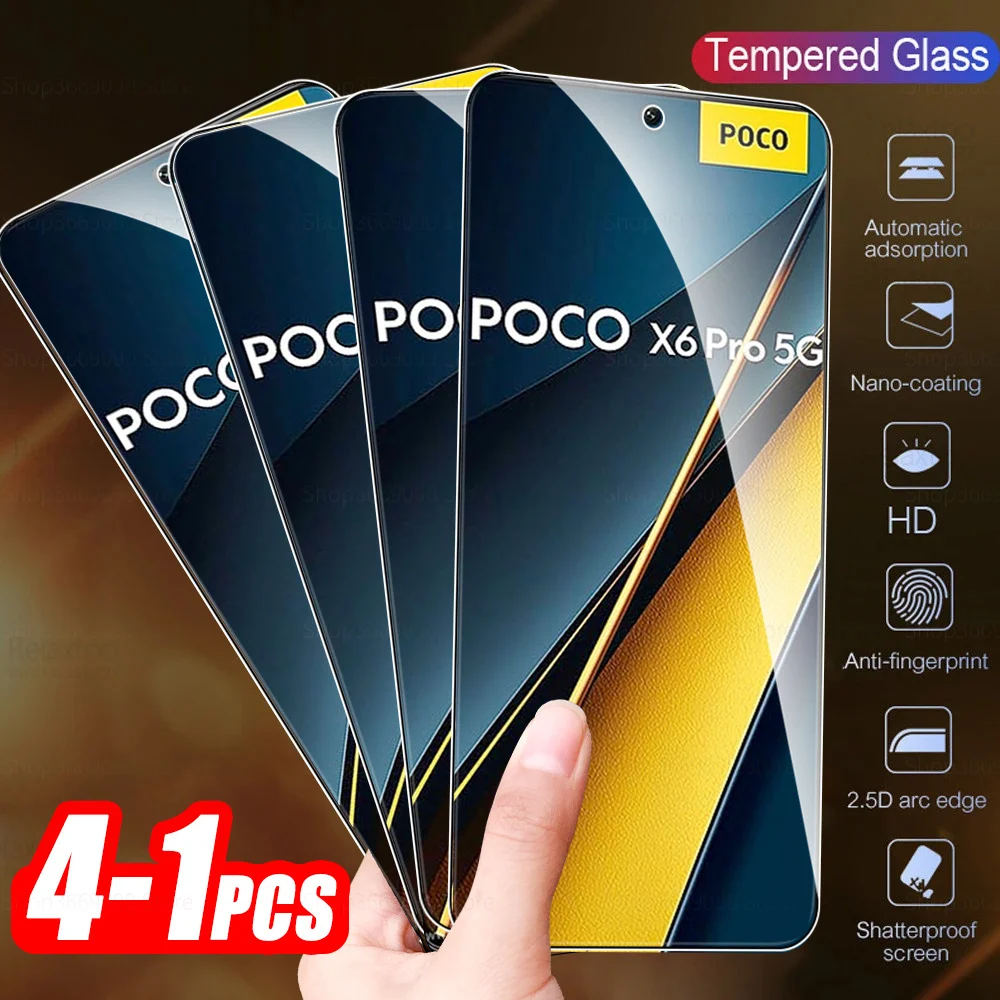1-4Pcs-Tempered-Glass-For-Xiaomi-Poco-X6-Pro-5G-Screen-Protectors ...