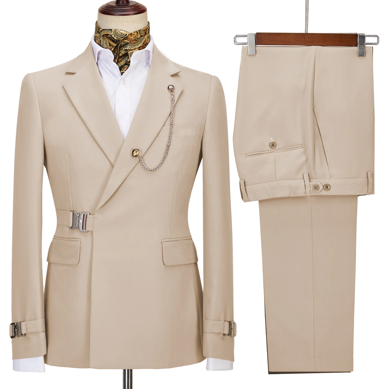 Elegant Men's Suit 2 Pieces Fashion Metal Buckle Jacket Boutique ...