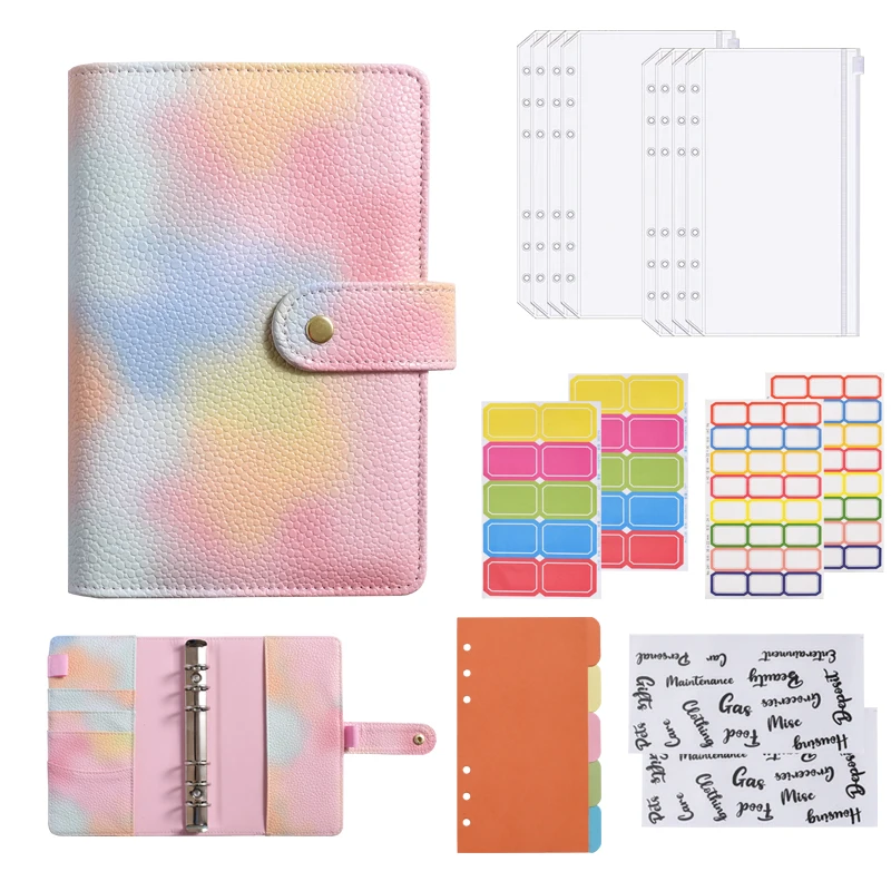 A6-Tie-Dye-Color-Change-Color-Loose-Leaf-Notebook-With-8pcs-Zip-Pocket ...