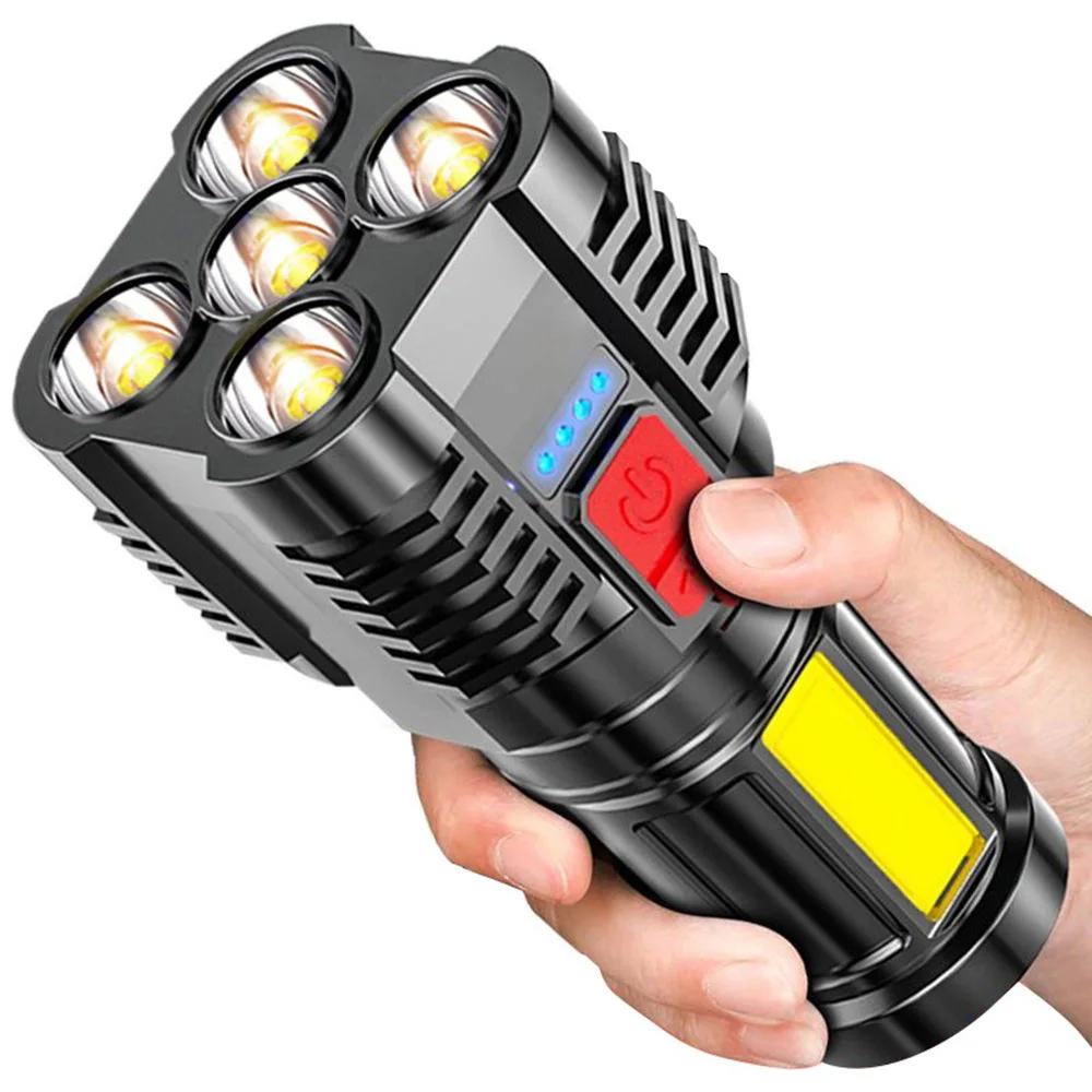 5-LED-COB-Flashlight-Mini-Portable-Hand-Lantern-USB-Rechargeable-Strong ...