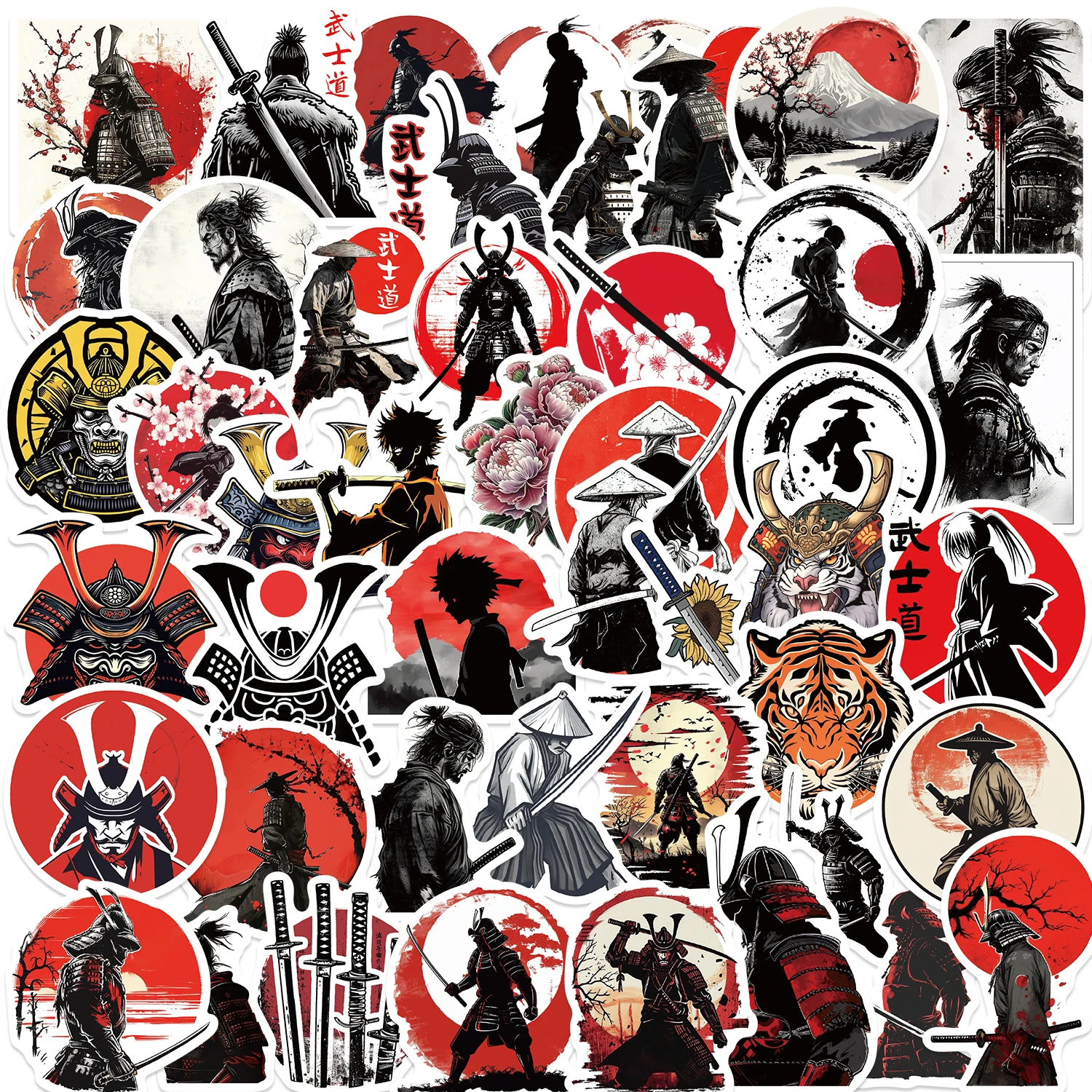 50Pcs-Japanese-Samurai-Bushido-Stickers-Waterproof-DIY-Cool-Gift-DIY ...