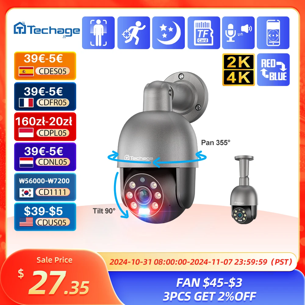 Techage-5MP-8MP-PoE-PTZ-IP-Camera-Outdoor-Waterproof-2-Way-Audio-Camera ...
