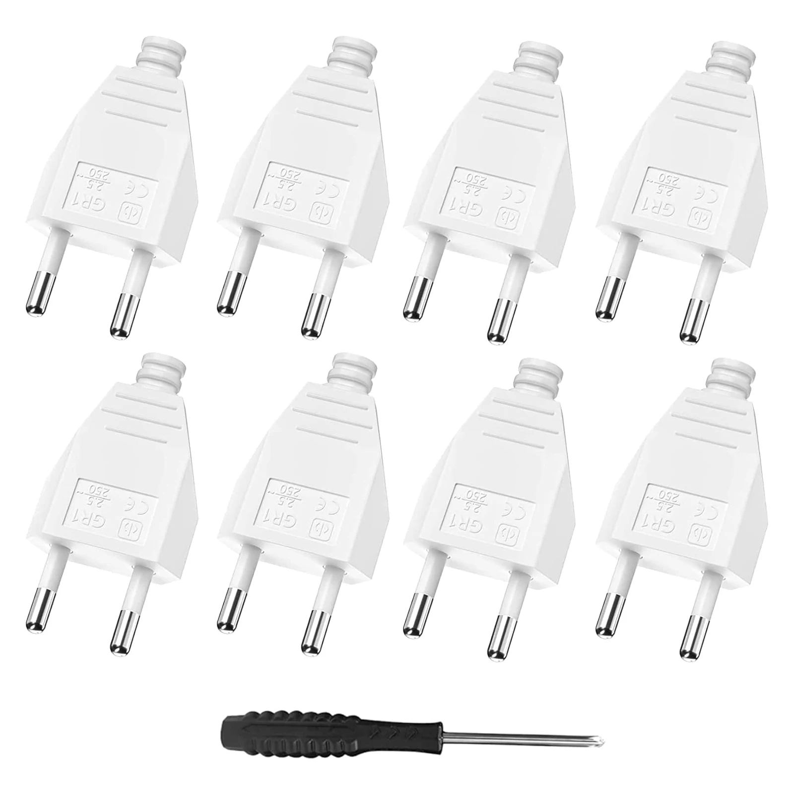 8pcs-4-4mm-EU-Plug-Adapter-with-Screwdriver-220-V-2-5-A-European-Plug ...