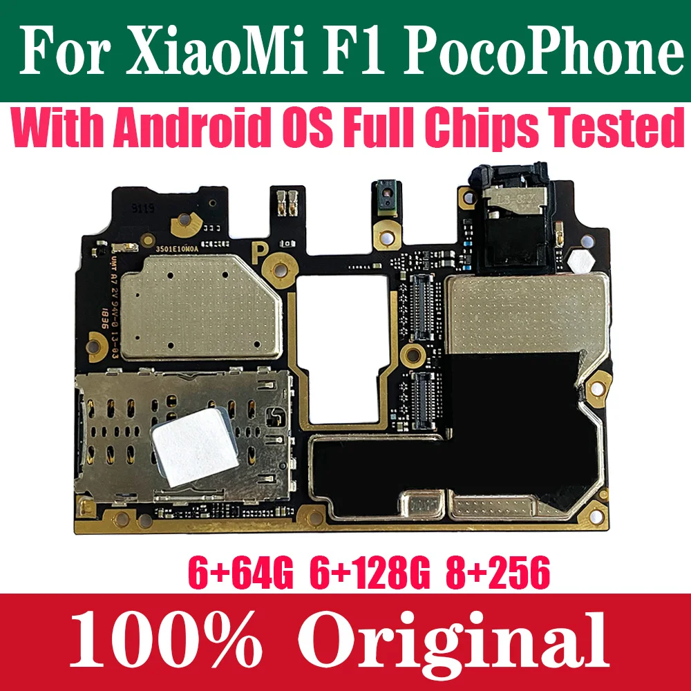 100-Unlocked-Original-For-XiaoMi-Pocophone-Poco-F1-MotherBoard-6G-64G ...