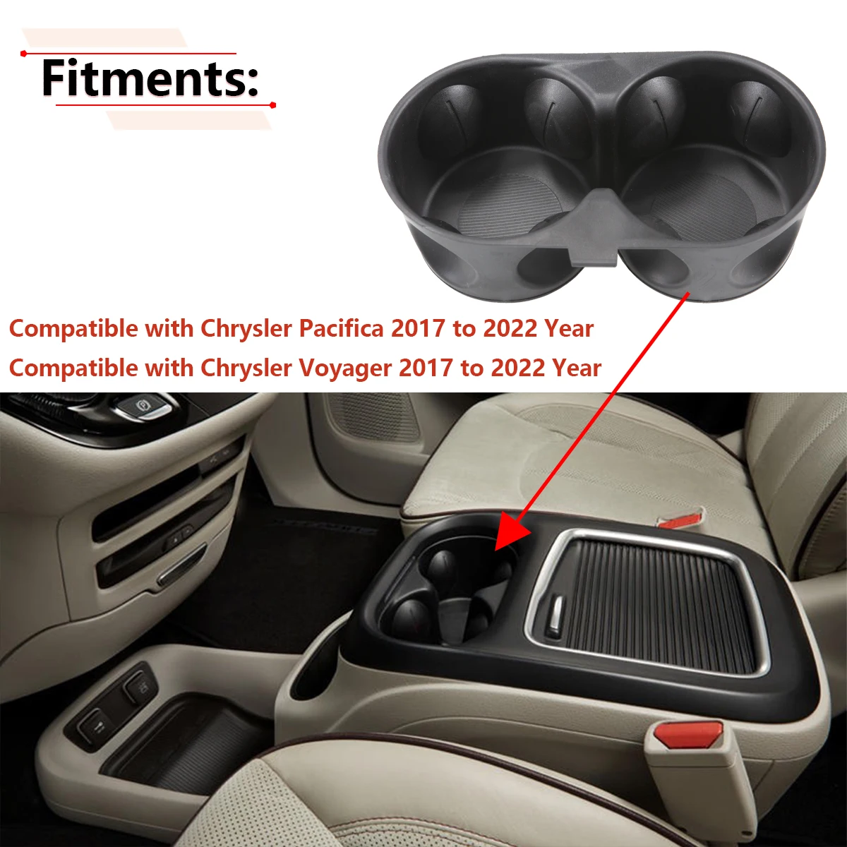 Center-Console-Water-Cup-Holder-Insert-Liner-For-Chrysler-Pacifica ...