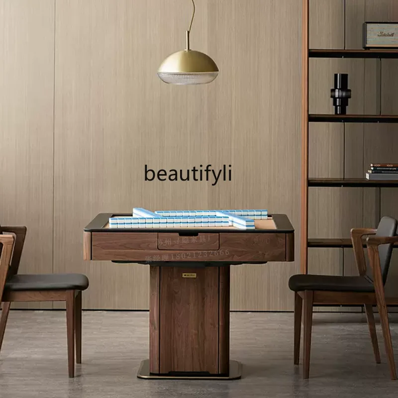 Solid-Wood-Mahjong-Machine-Dining-Table-Dual-Use-Multi-Functional-Black ...