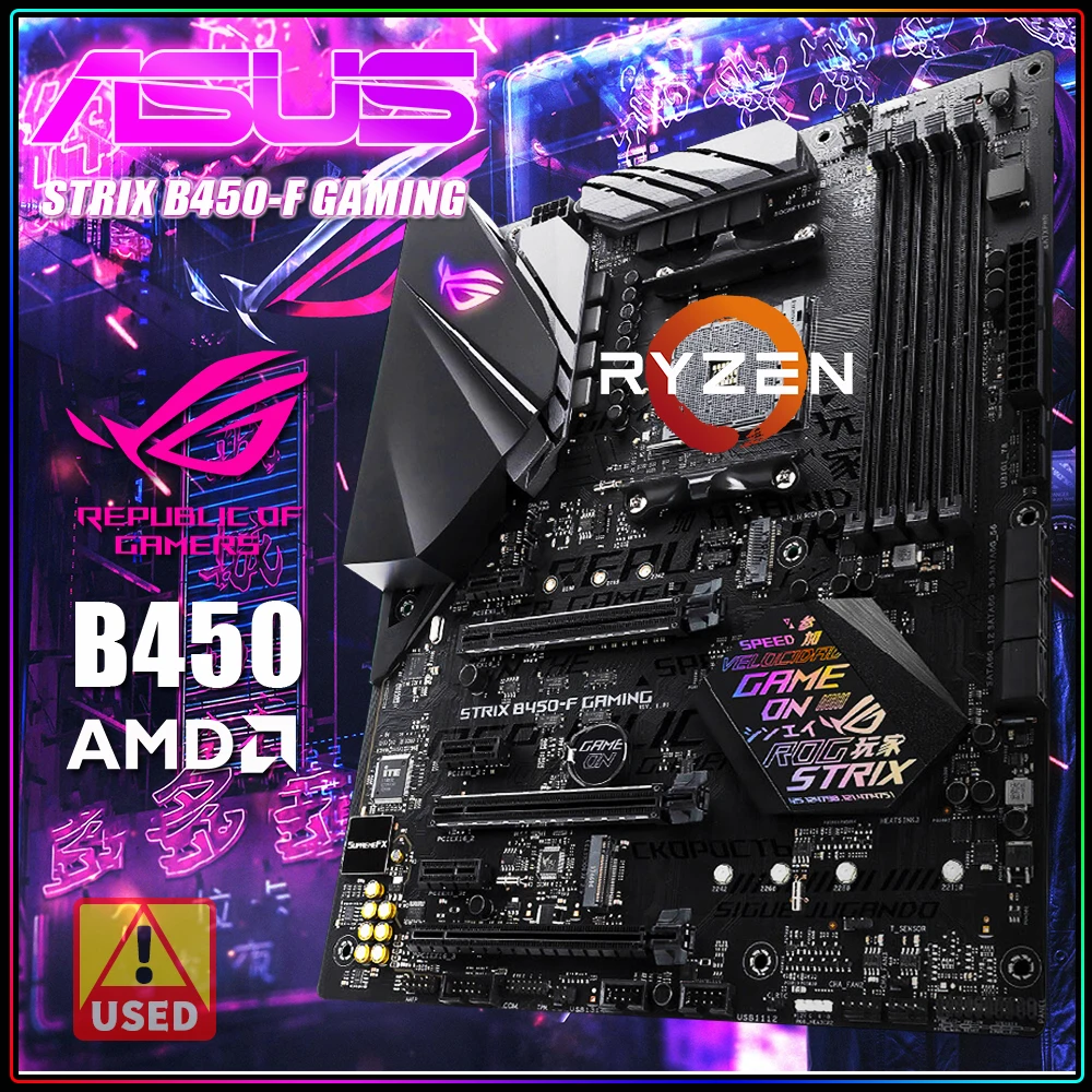 ASUS ROG STRIX B450 F GAMING เมนบอร์ด B450เมนบอร์ด AM4สนับสนุน AMD Ryzen 5 5600G 3600x ซีพียู ...