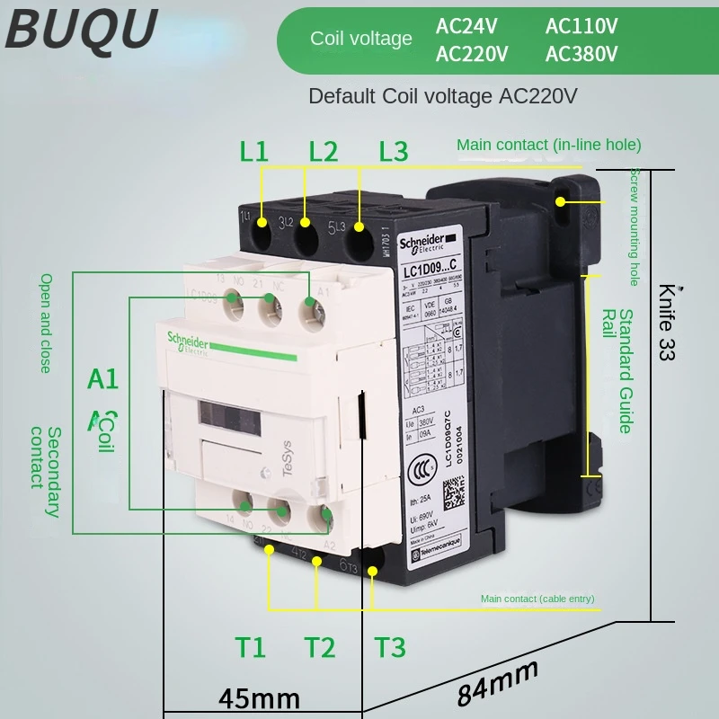 Schneider AC contactor 220v 25a LC1D25 LC1D32 LC1D38 B7C F7C M7C Q7C ...