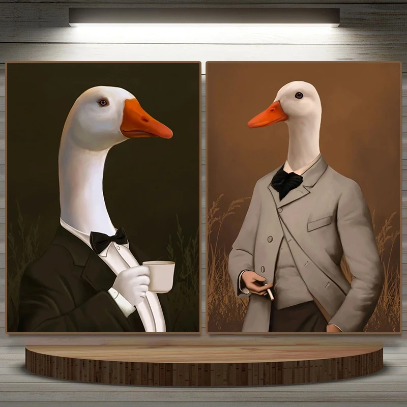 Funny-Duck-Painting-Gentleman-Duck-Humor-Animal-Wall-Art-Picture-Canvas ...