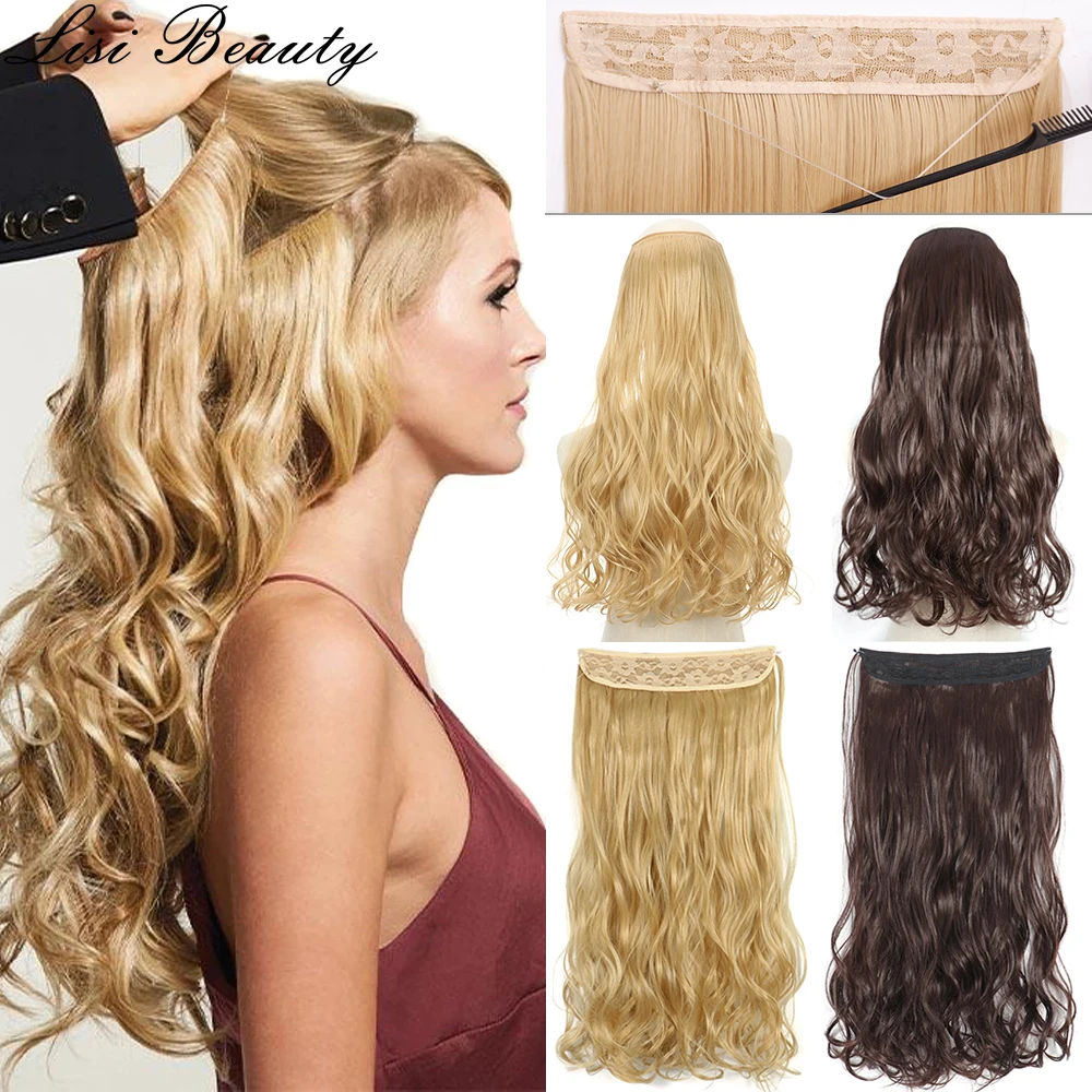 Invisible Synthetic Hairpiece | Fake Hair Extensions Clip - Synthetic ...