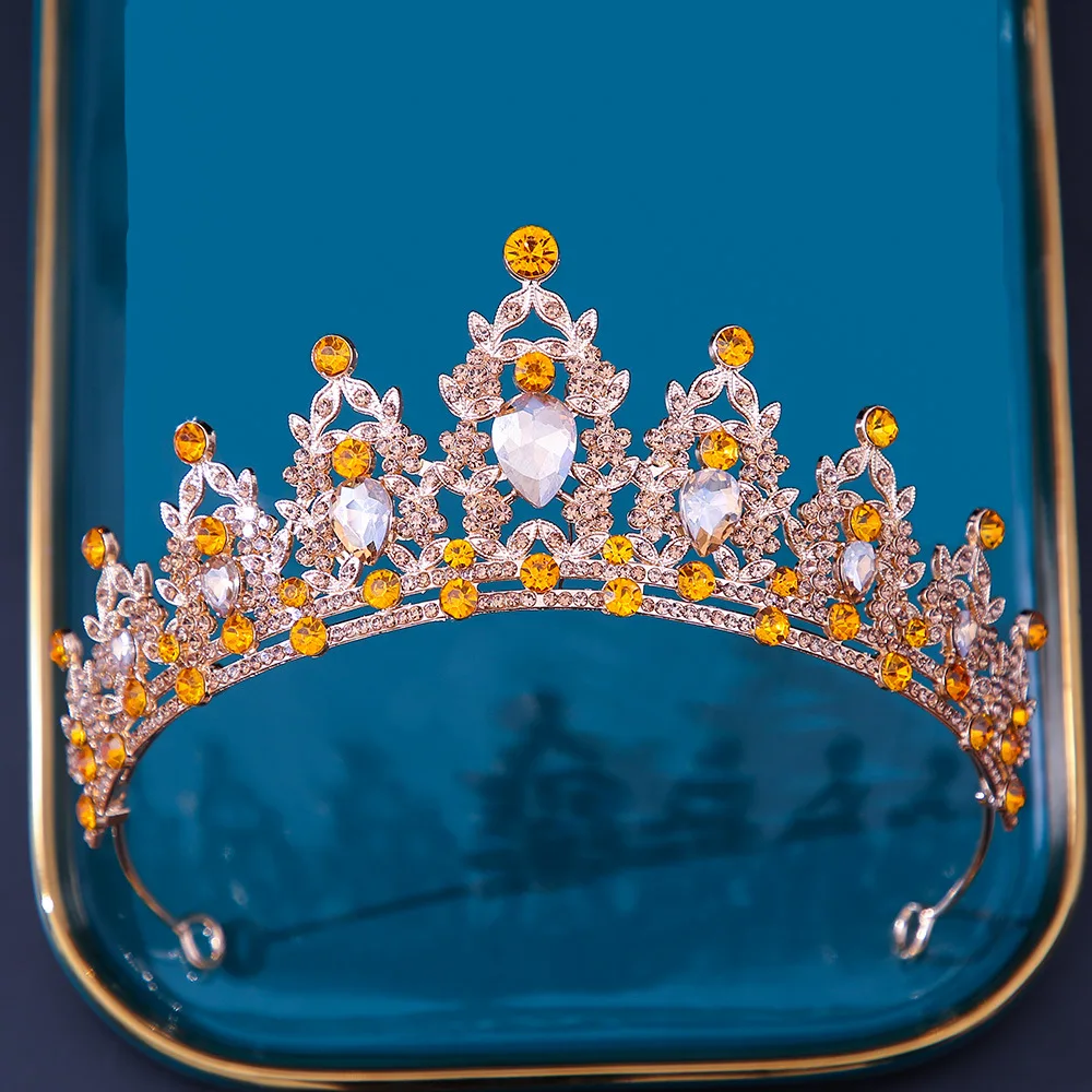 Hair Accessories Headpieces | Crown Wedding Bride Yellow | Yellow Gold ...