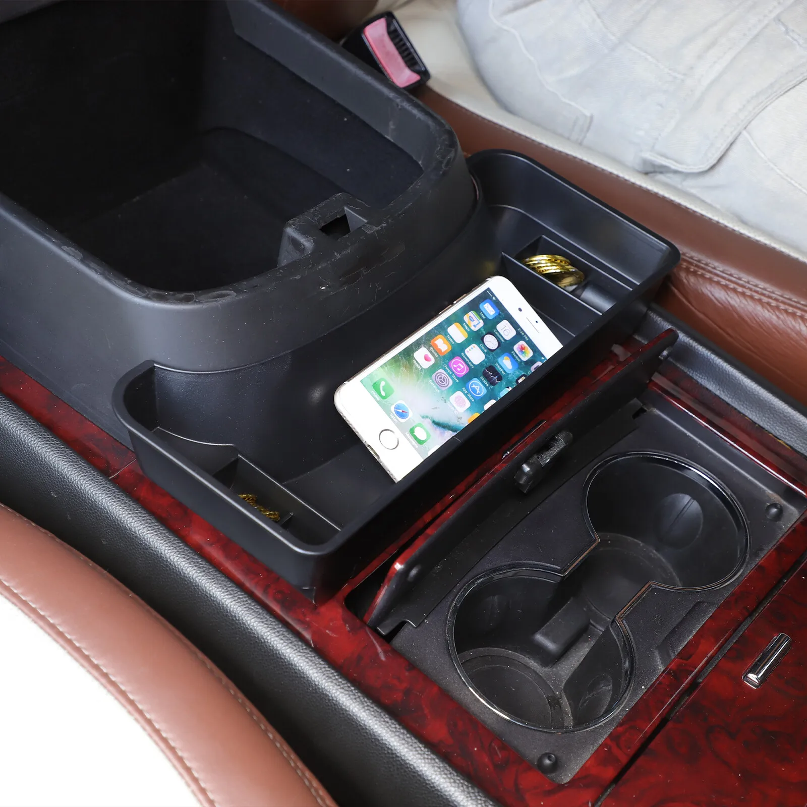 ABS Black Center Console Armrest Face Storage Box For Cadillac Escalade ...