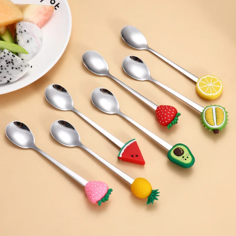 New-7Pcs-Stainless-Steel-Fruit-Shaped-Coffee-Spoons-Fruit-Dessert-Spoon ...