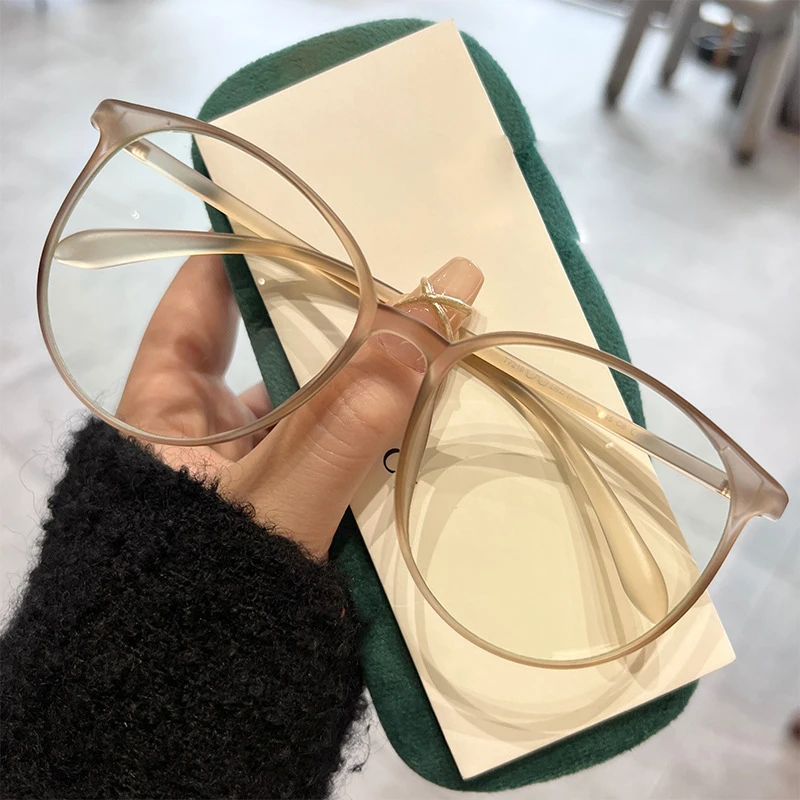 Matte Big Round Frame Anti Blue Light Eye Glasses Blue Light Blocking ...